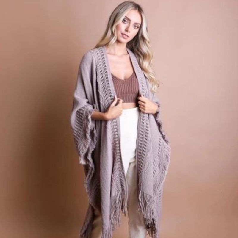 Kimono - Boho Knit Mauve Cardigan | Bohemian Clothing – SOULZA AUSTRALIA