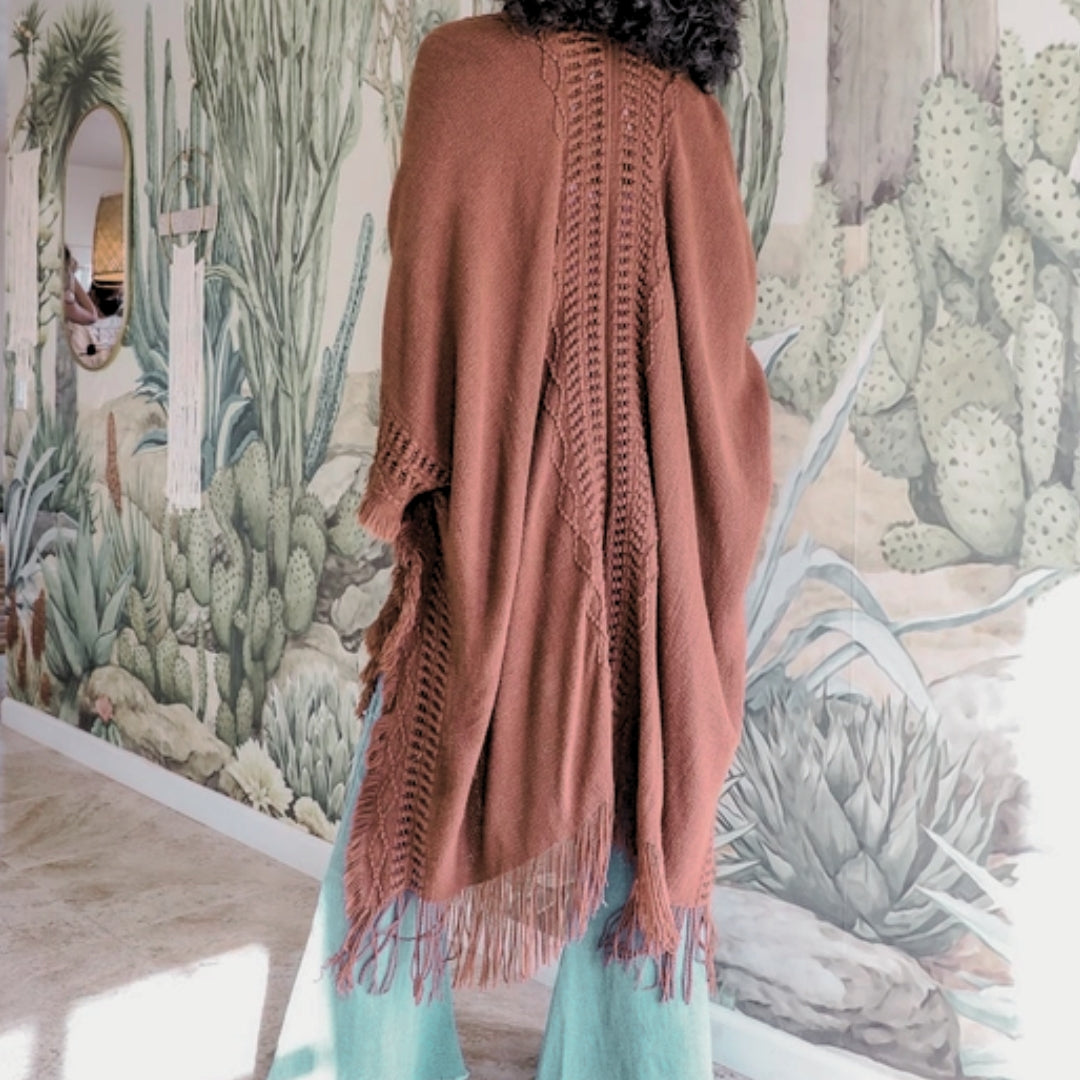 Kimono - Boho Knit Rust Cardigan | Bohemian Clothing – SOULZA AUSTRALIA